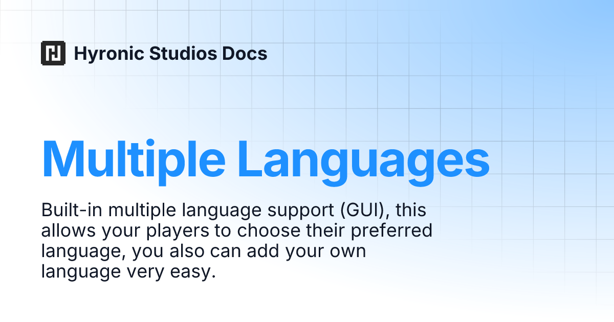Multiple Languages | Hyronic Studios Docs